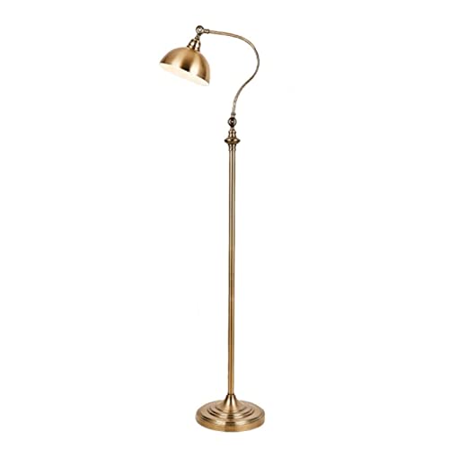 Floor Lamp European Style Floor Lamp Living Room Bedrooms Rustic 12W Led Standing Lamp Minimalist Imitation Copper Reading Floor Light Standard Lamp - Tricolor Light Bulb Reading Light Lampara de Pie