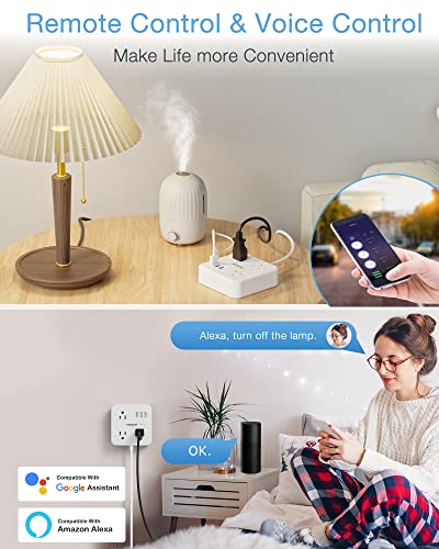 Smart Power Strip Surge Protector, TESSAN WiFi Extension Cord with 3 Individually Remote Controlled Outlets 3 USB Ports, Timer Smart Plug Switch for Lights, Lamps, Fan, Works with Alexa & Google Home