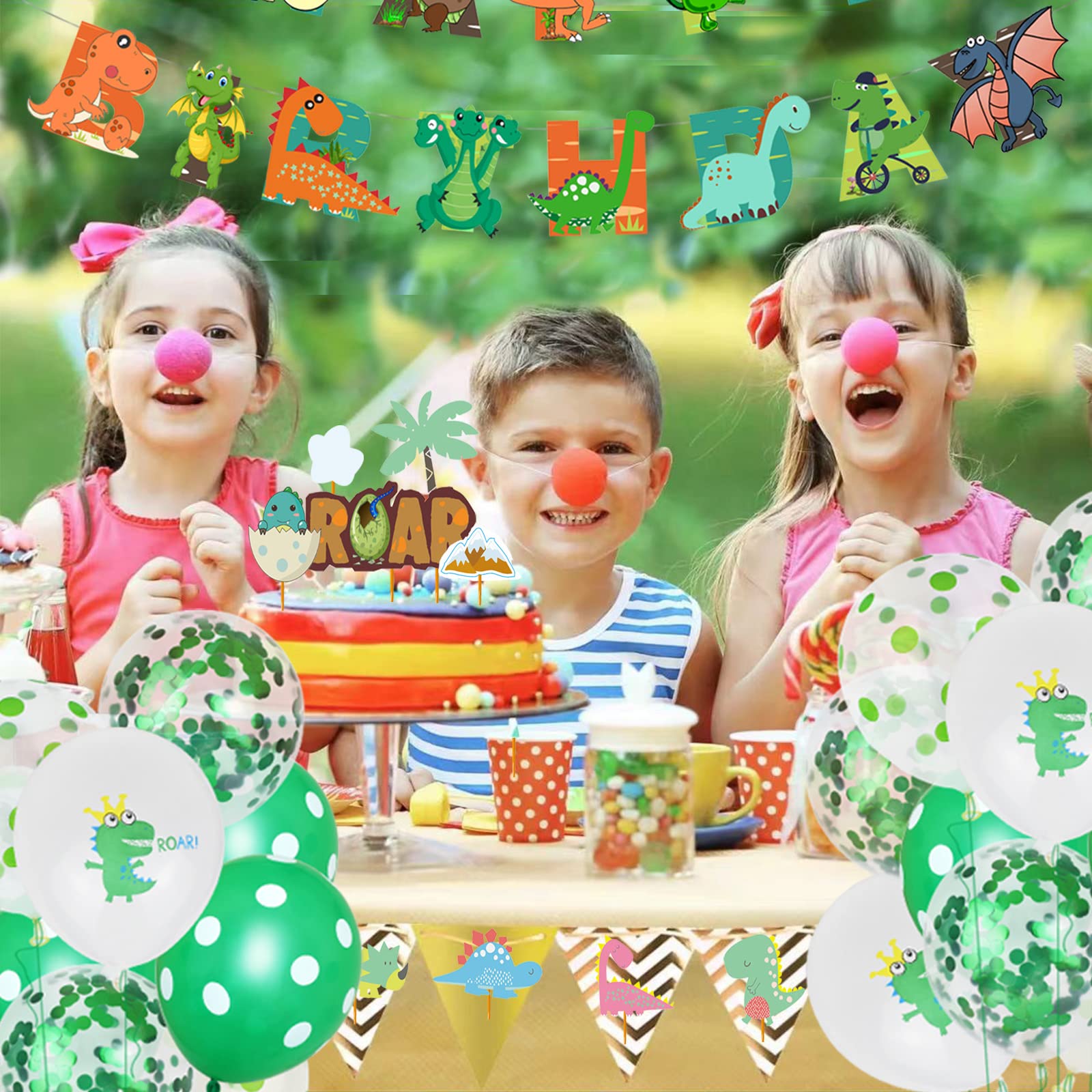 SEENS-Dinosaur Birthday Decorations Set - Birthday Gift for Kids -- 36 Pieces Birthday Party Decorations - Balloon Banner Cake Decoration"