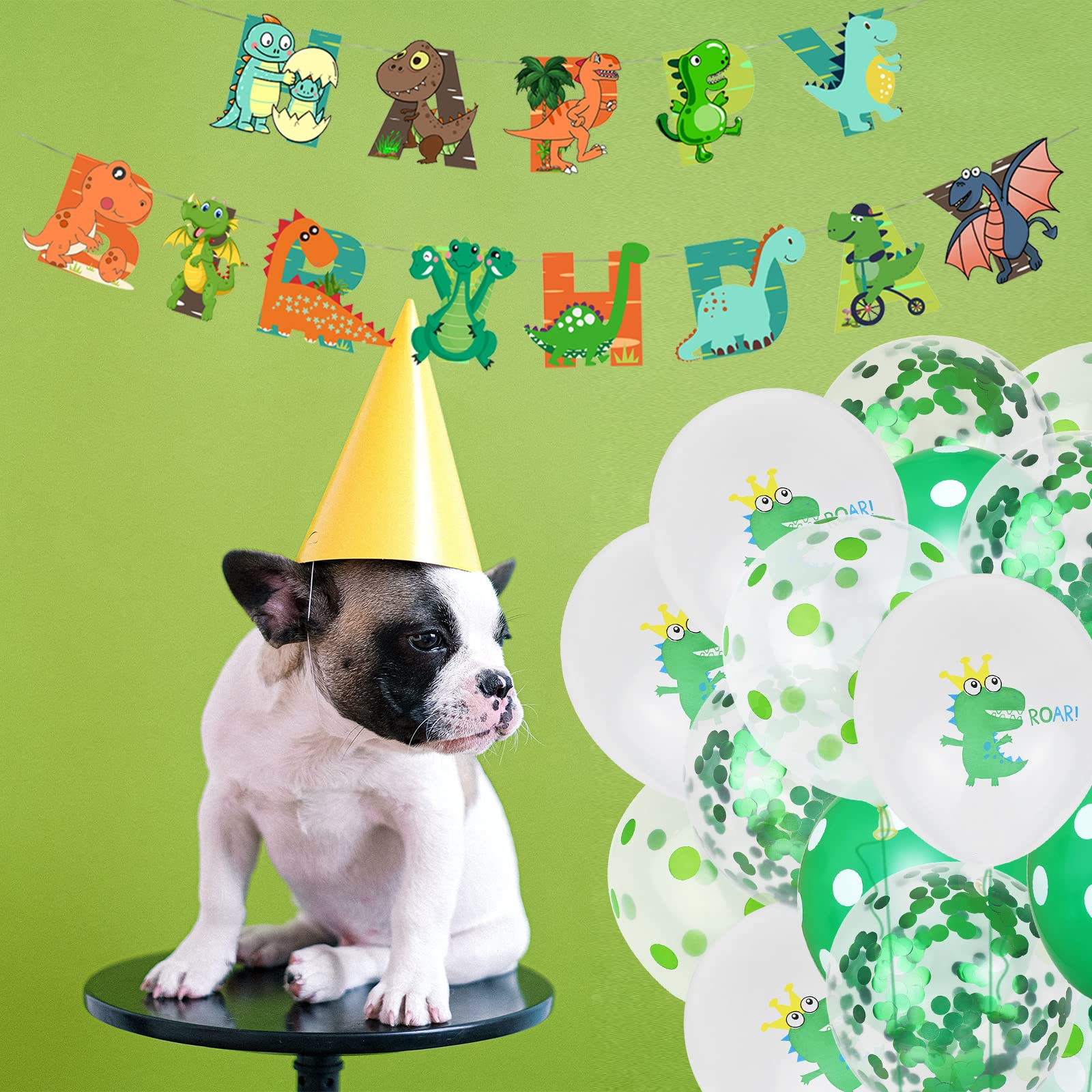 SEENS-Dinosaur Birthday Decorations Set - Birthday Gift for Kids -- 36 Pieces Birthday Party Decorations - Balloon Banner Cake Decoration"