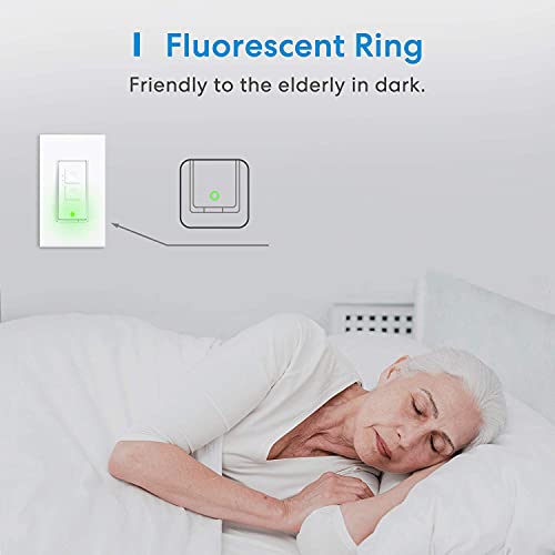 3 Way Smart Light Switch (Neutral Wire Required), Meross 2.4G WiFi Light Switch Supports Alexa, Google Assistant and SmartThings, Voice Control and Schedule (1 Pack)