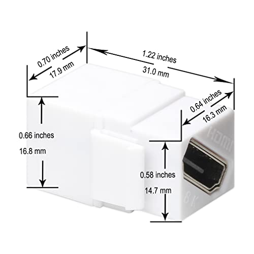 YOEMELY HDMI Keystone 8K, White HDMI Keystone Coupler for HDMI 2.1a Cable Pass Through, including 8K 60Hz or 4K 120Hz resolution and up to 48G bandwidth (6 Pack)
