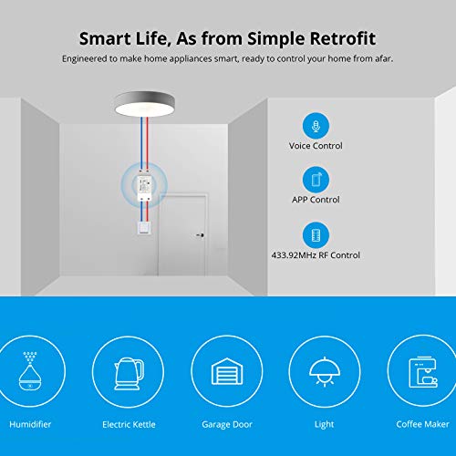 Sonoff RFR2 WiFi Wireless Smart Switch with RF Receiver for DIY Smart Home, Works with Alexa & Google Home Assistant, No Hub Required