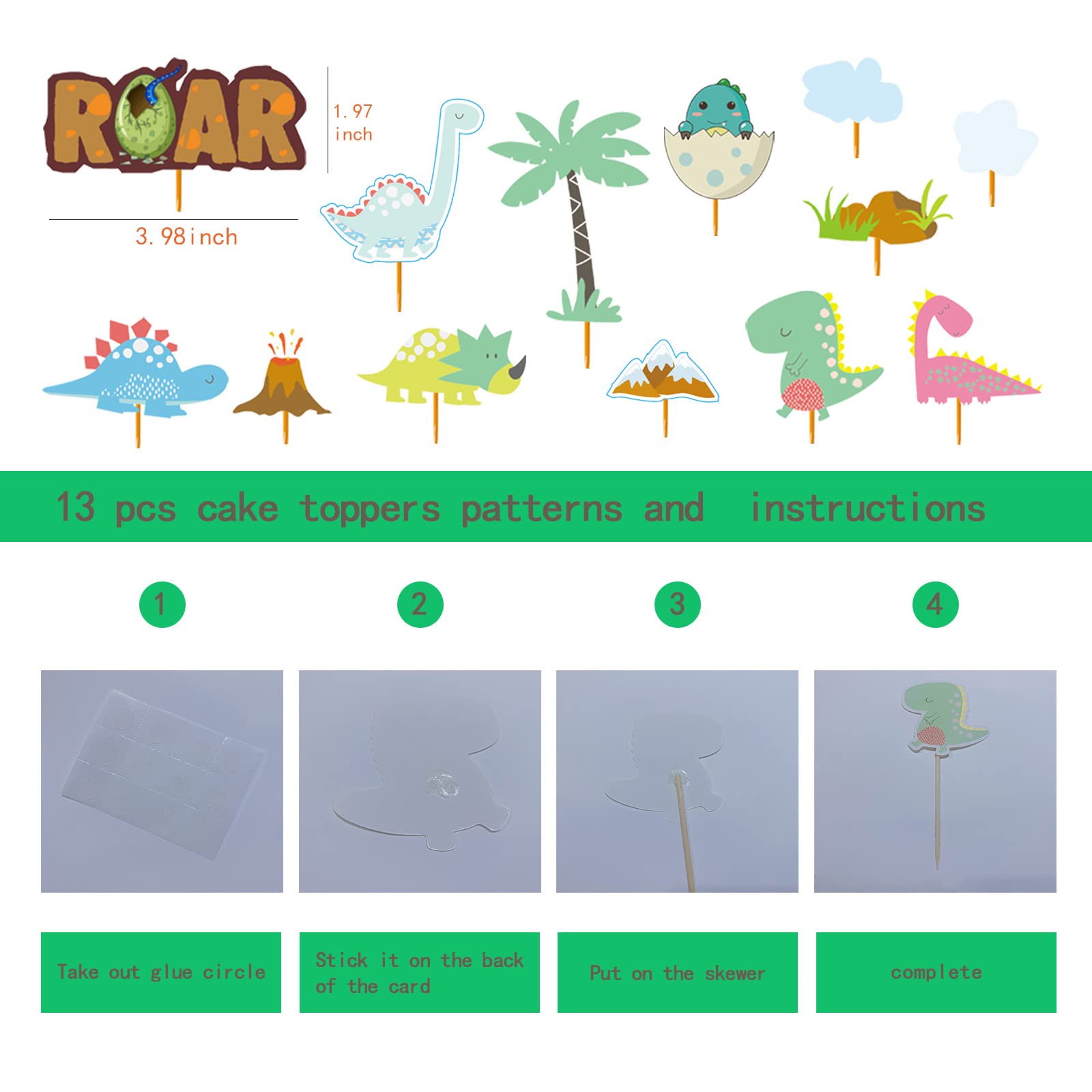 SEENS-Dinosaur Birthday Decorations Set - Birthday Gift for Kids -- 36 Pieces Birthday Party Decorations - Balloon Banner Cake Decoration"