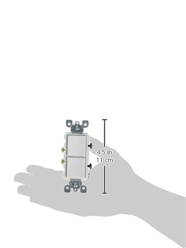 Leviton 5634-W 15 Amp, 120/277 Volt, Decora Single-Pole, AC Combination Switch, Commercial Grade, Grounding, White, Small
