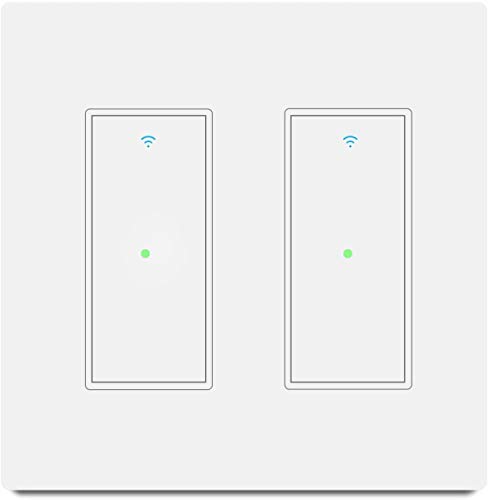 Youngzuth 2 Gang Smart Light Switch, 2.4Ghz Wi-Fi Dual Smart Switch Work with Amazon Alexa and Google Home,Voice/Remote Control, Timer Setting,Single-Pole,No Hub Required, Applicable to Family/Office