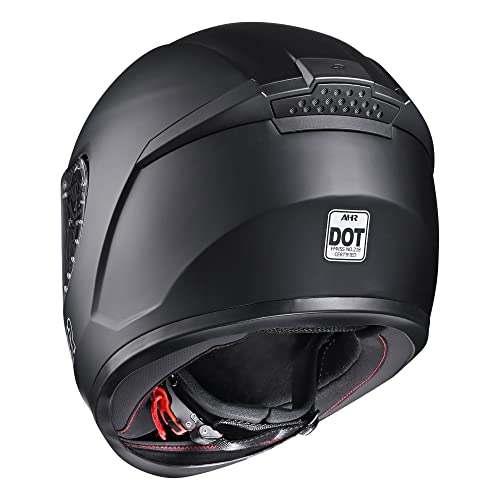 AHR Full Face Motorcycle Helmet Lightweight Street Bike Helmet with Storage Bag Great Ventilation & Streamlined Design for Touring Racing, Run-F3 DOT Approved (Matte Black, XX-Large)