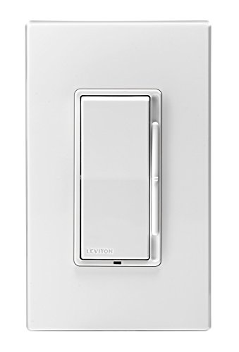 Leviton DSL06-1LZ Decora Universal Rocker Slide Dimmer 300-Watt LED and CFL/600-Watt Incandescent, 1-Pack, White/Ivory/Light Almond