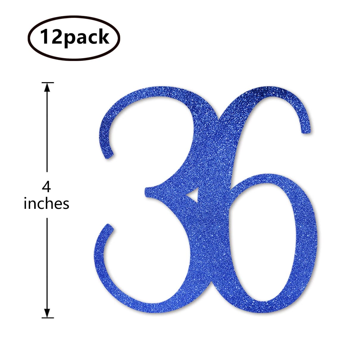 Blue Glitter 36 Cut-Out Numbers, 36th Birthday Party Anniversary Decorations DIY Essentials