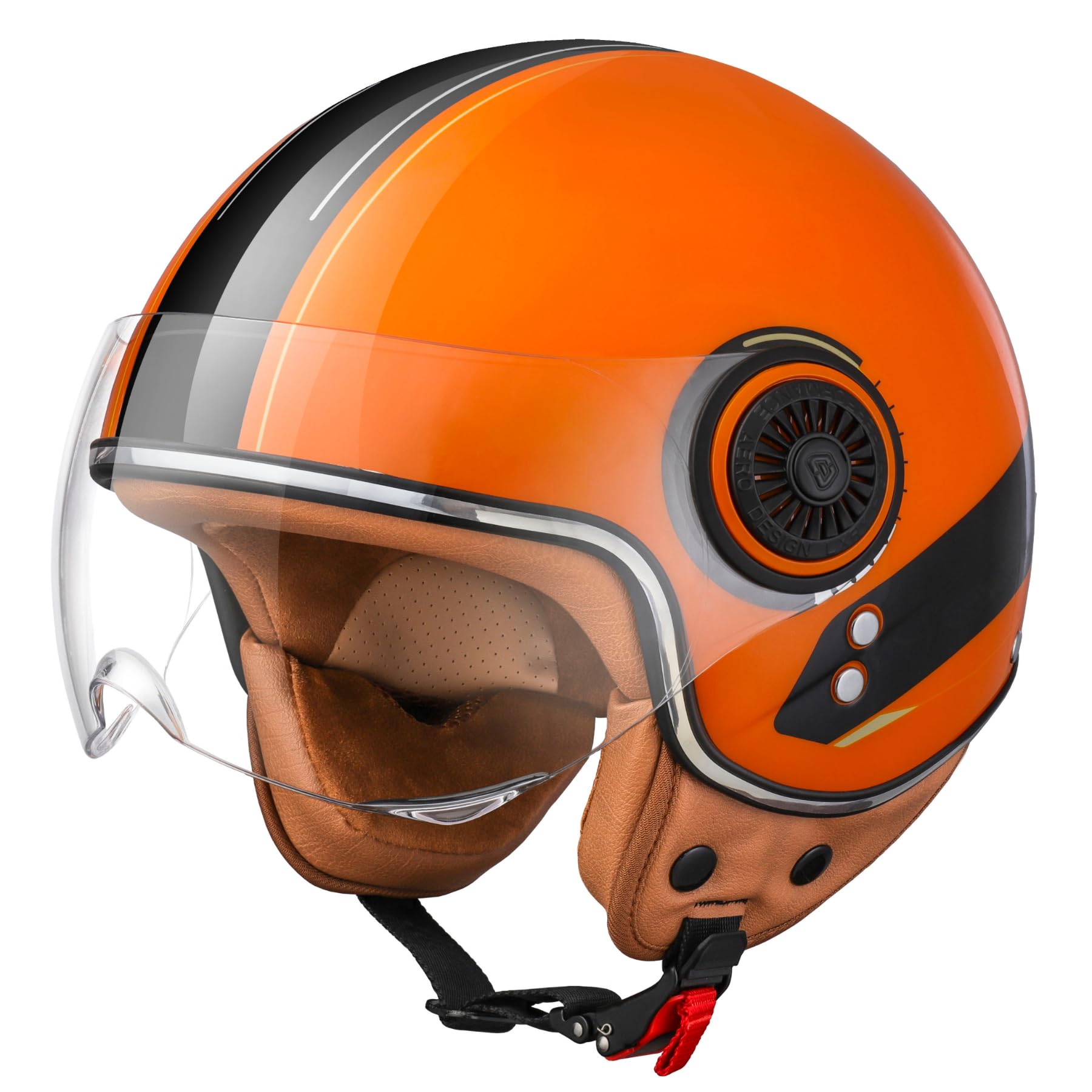 Comrider Open Face Motorcycle Helmets for Adults & Men, Retro & Vintage Helmets for Vespa & Moped, DOT Approved (Large, Orange)