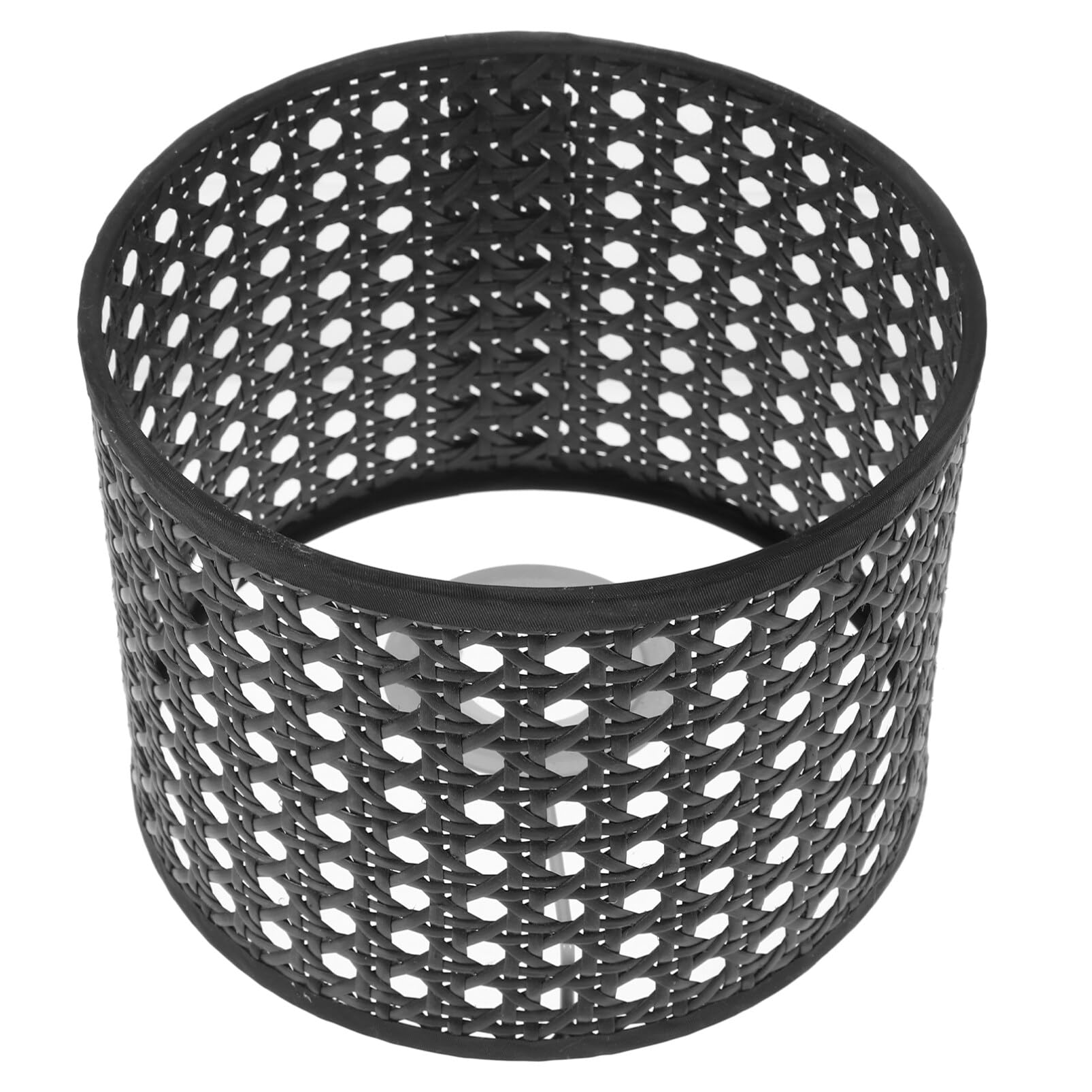 EXCEART Small Woven Lamp Shade E27 16cm Plastic Pendant Lampshade Drum Chandelier Light Cover Wall Floor Table Lamp Bulb Cage Guard Rustic Hanging Light Fixture B