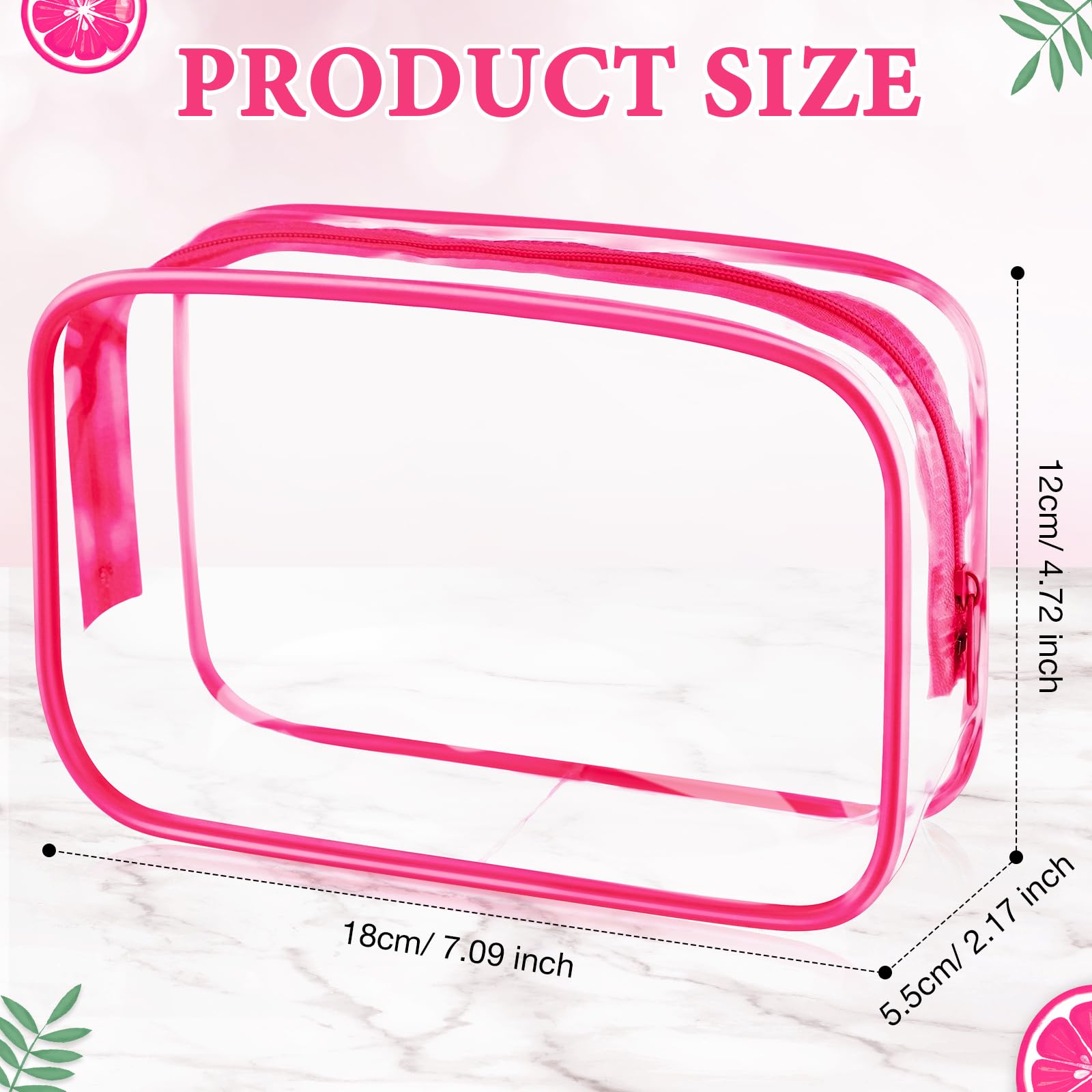Weewooday 12 Pieces Clear Cosmetics Bag PVC Zippered Clear Toiletry Carry Pouch Cosmetic Makeup Bag Waterproof Makeup Vinyl Plastic Organizer Case for Vacation Bathroom