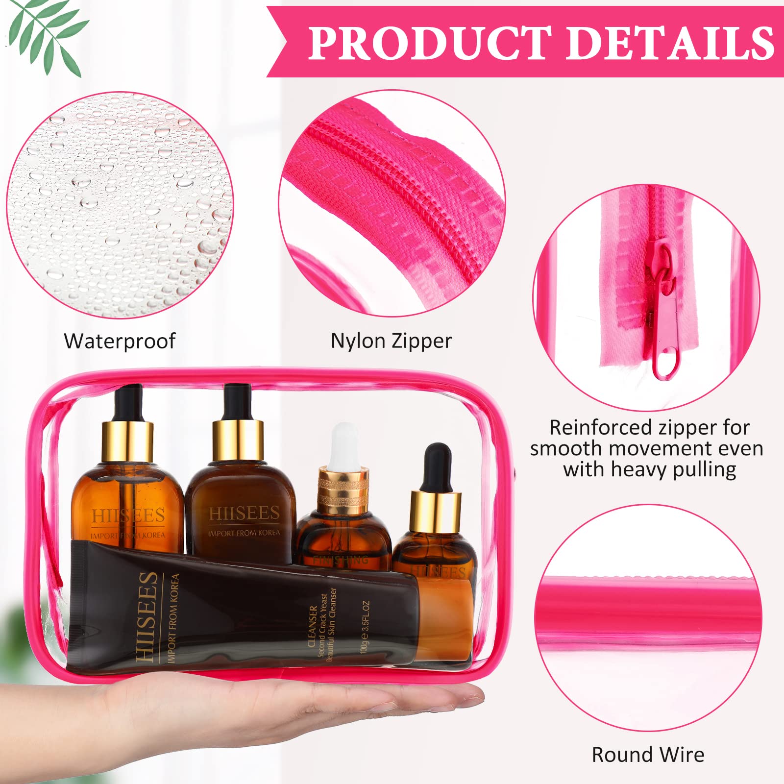 Weewooday 12 Pieces Clear Cosmetics Bag PVC Zippered Clear Toiletry Carry Pouch Cosmetic Makeup Bag Waterproof Makeup Vinyl Plastic Organizer Case for Vacation Bathroom