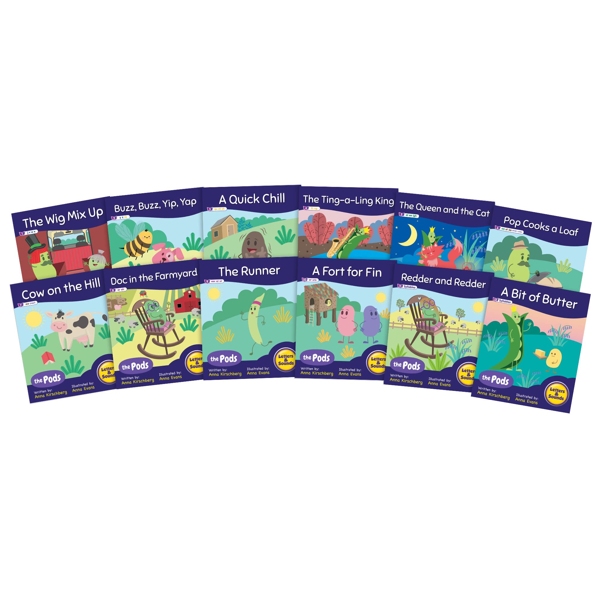 Junior Learning Decodable Readers The Pods β Phase 3 Phonics: The Science of Reading, Easy decodable Texts, Beginning Readers, with 12 Books, for Ages 5+, Grade K