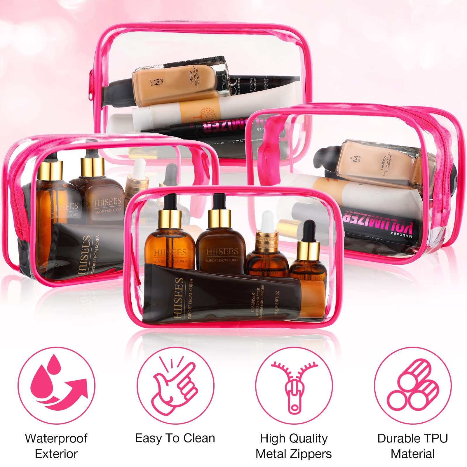 Weewooday 12 Pieces Clear Cosmetics Bag PVC Zippered Clear Toiletry Carry Pouch Cosmetic Makeup Bag Waterproof Makeup Vinyl Plastic Organizer Case for Vacation Bathroom
