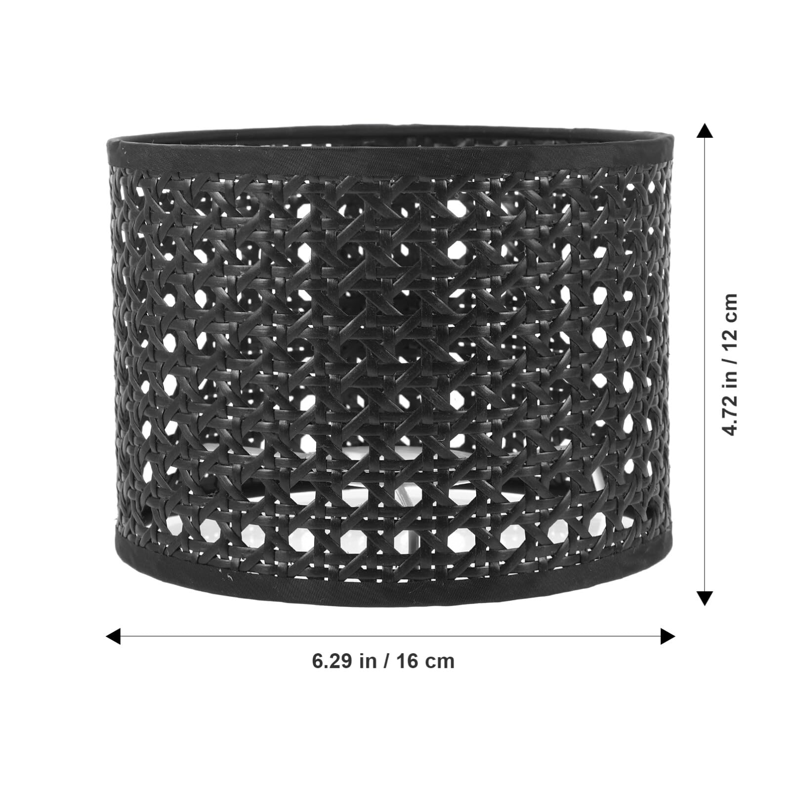 EXCEART Small Woven Lamp Shade E27 16cm Plastic Pendant Lampshade Drum Chandelier Light Cover Wall Floor Table Lamp Bulb Cage Guard Rustic Hanging Light Fixture B