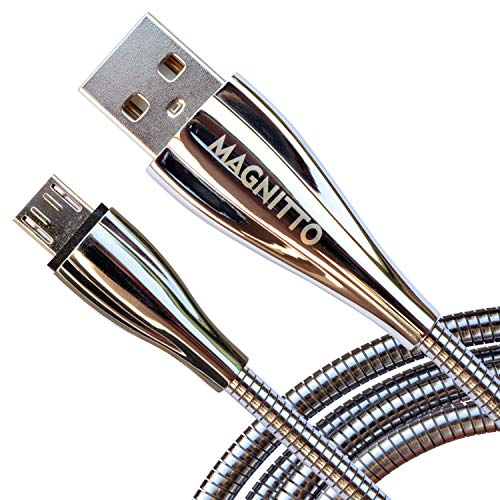 MAGNITTO Micro USB Cable, Zinc Alloy Metal Braided Extra Durable USB2.0 Sync and Charging Cord Sync for Android Phones Devices HTC Moto LG Samsung Galaxy S7 S6 J7 Edge Note 5, Tablets, Kindle. MP3