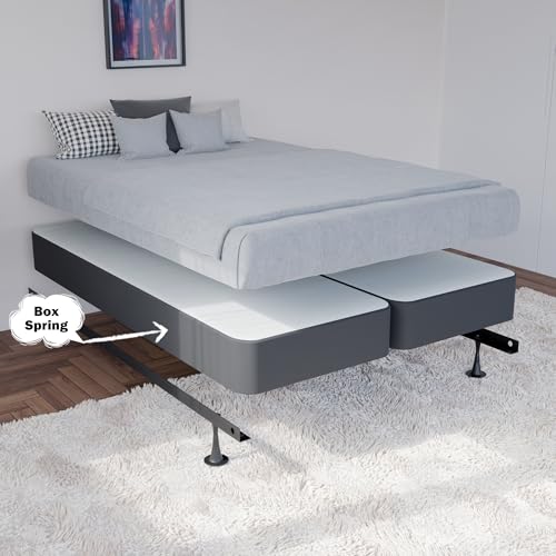 Greaton, 8-Inch Sturdy Box Spring for Mattress Support-Durable and Fully Assembled, Natural Wood Foundation for Full XL, Black