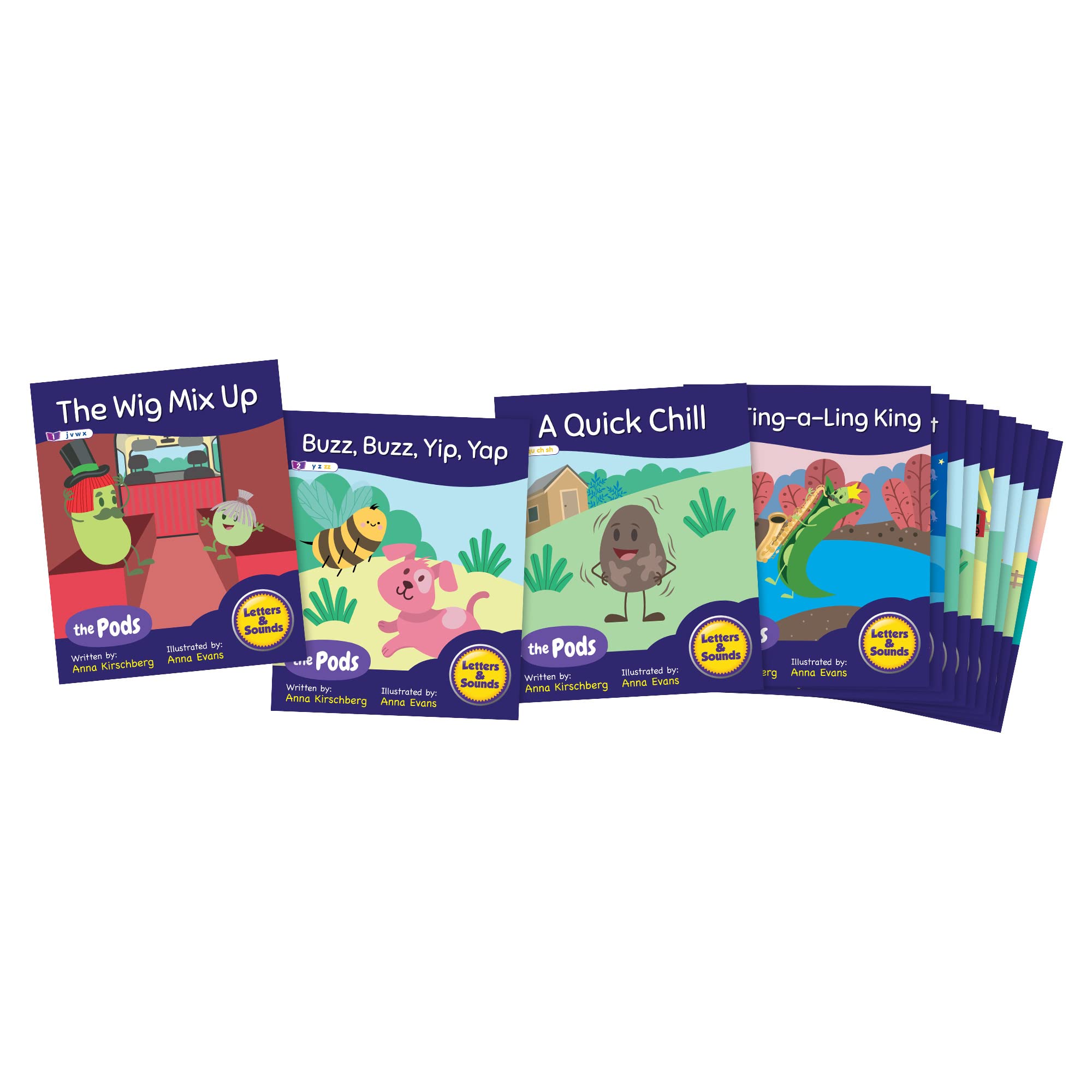 Junior Learning Decodable Readers The Pods β Phase 3 Phonics: The Science of Reading, Easy decodable Texts, Beginning Readers, with 12 Books, for Ages 5+, Grade K