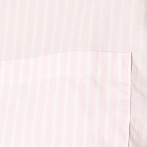 Amazon Essentials Women's Classic-Fit Long-Sleeve Button-Down Poplin Shirt, Pink Stripe, Large