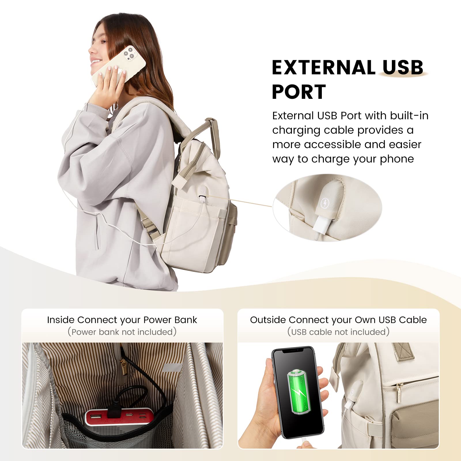 LOVEVOOK Laptop Backpack Purse for Women Waterproof Teacher Nurse Bag, 17.3 inch Work laptop Bag with USB Port, Business Travel Computer Backpack