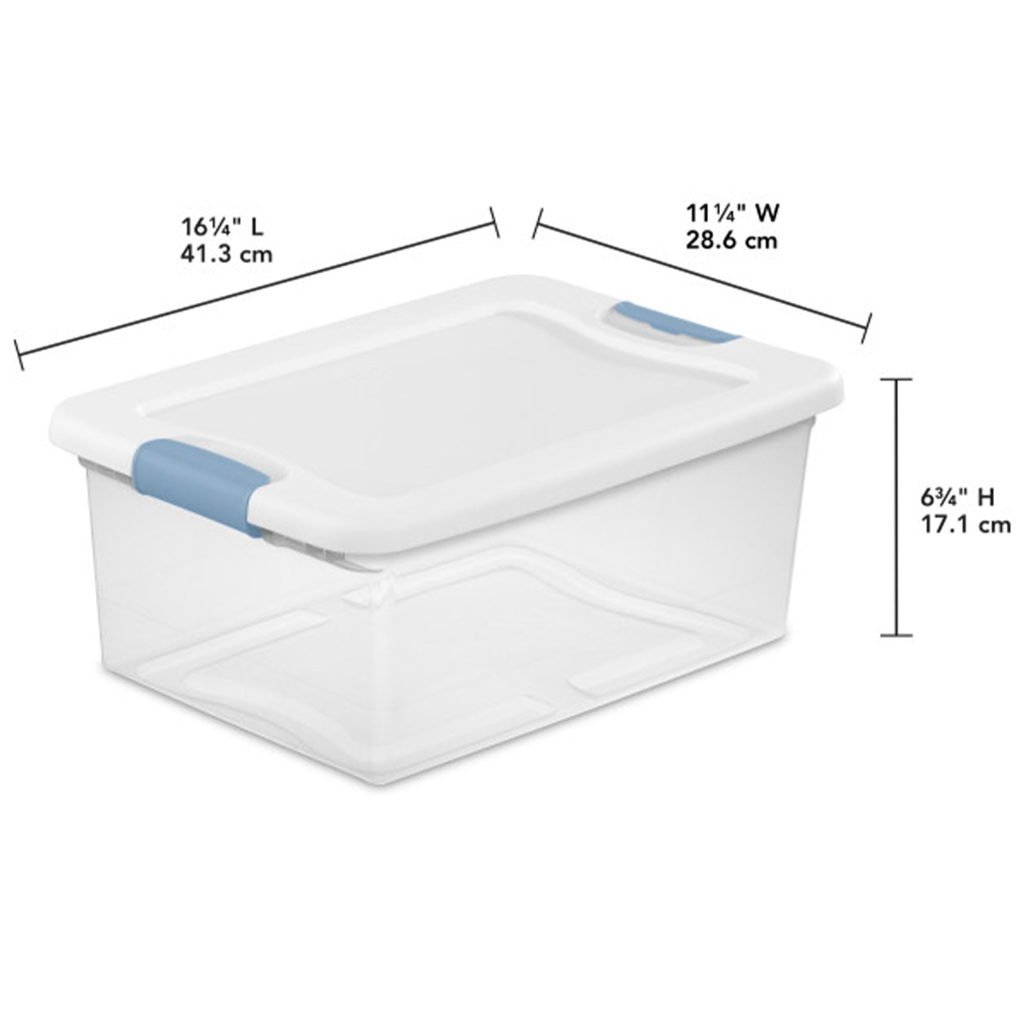 Sterilite 15 Qt./14 L Latching Box Clears, Quart, White, 12 Piece