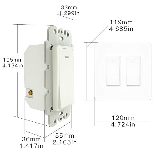 MOES WiFi Smart Light Switch, 2 Gang No Screw Panel Smart Life/Tuya App Wireless Remote Control Wall Switch Timer for Lights, Compatible with Alexa, Google Home, Neutral Wire Required, No Hub Required