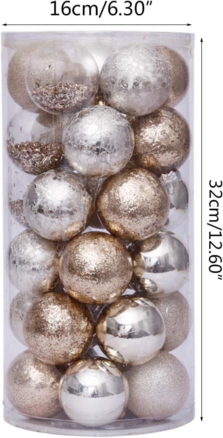 SYALEO 30pcs Christmas Balls Ornaments 60mm/2.36'' Shatterproof Christmas Tree Decoration Birthday Hanging Ball Decorative Xmas Baubles Wedding