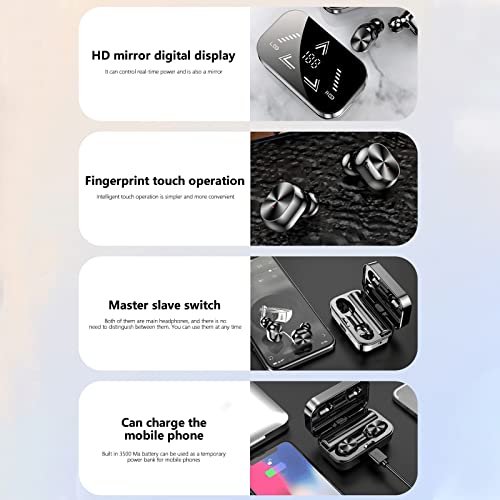 NA# Digital Power Display Bluetooth Wireless 5.2 Earbuds - in-Ear Sports Waterproof Noise Cancellation Stereo Headset with Charging Box - Light-Weight Earbuds for Running Outdoor Office Travel