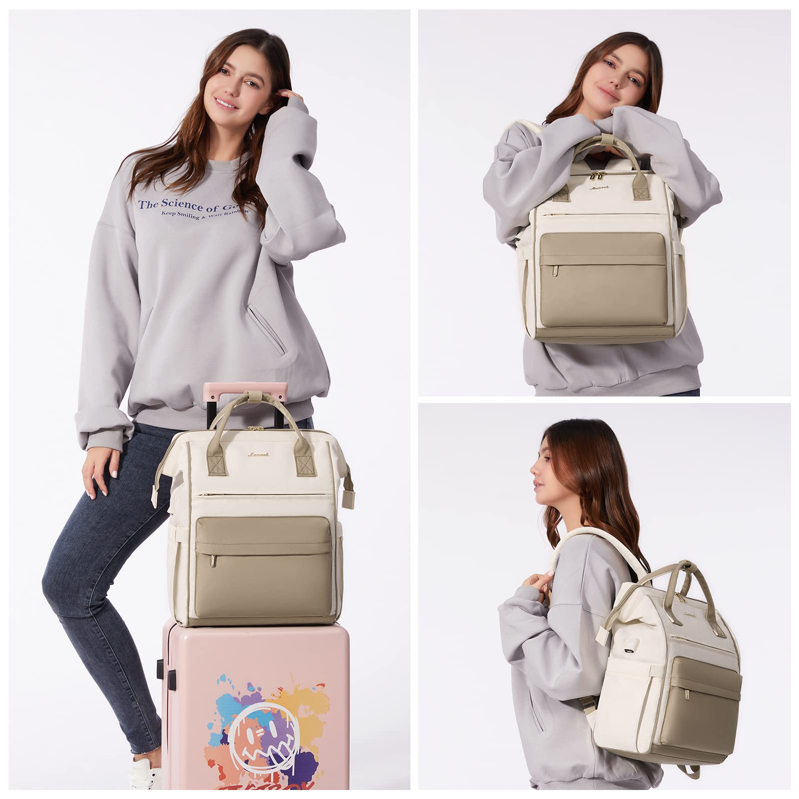 LOVEVOOK Laptop Backpack Purse for Women Waterproof Teacher Nurse Bag, 17.3 inch Work laptop Bag with USB Port, Business Travel Computer Backpack