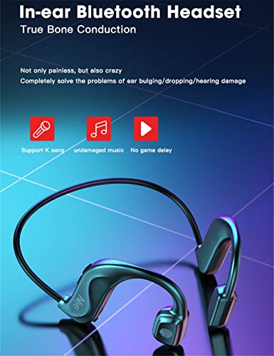 YODZ Bone Conduction Headphones, TWS True Wireless Bluetooth 5.0 Sport Waterproof Earphones Headset, with Mic, for Running, Driving, Cycling,Red