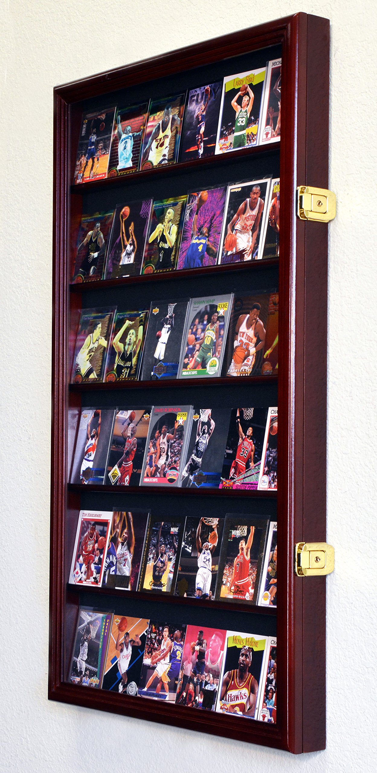 Large Sport / Collectible Card Display Case Cabinet Holder w/ Glass Door, Cherry