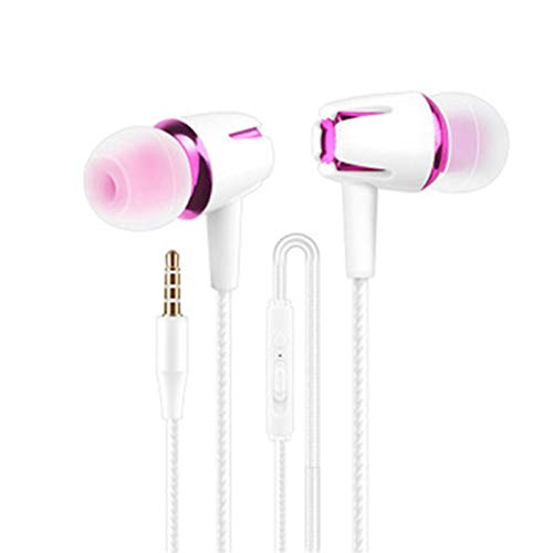 LUYANhapy9 Fashion Wired Headsetďź1Set Stereo Earphone In-ear Heavy Bass Built-in Microphone Noise Isolating Compatible with Smartphones,iPod,iPad, MP3 Players,Fits All 3.5mm Interface Pink One Size