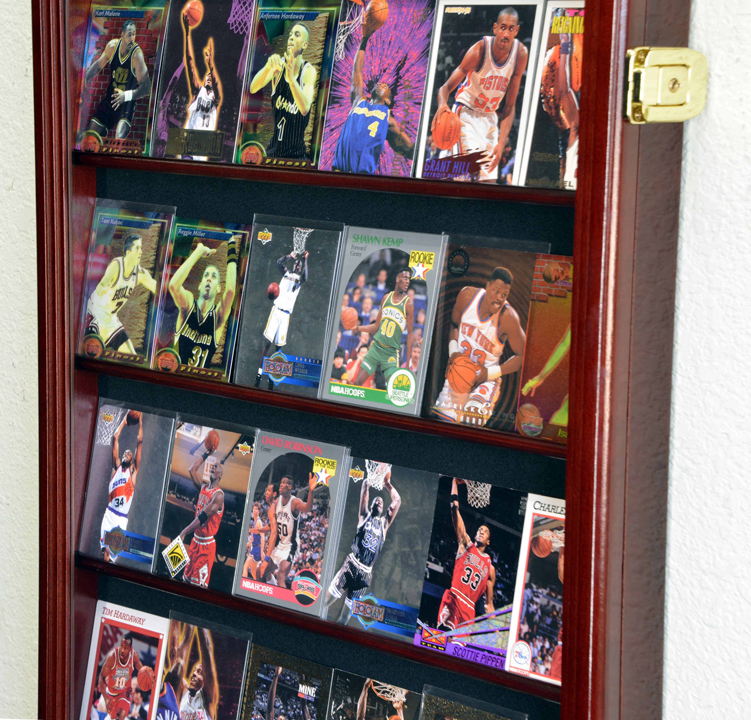 Large Sport / Collectible Card Display Case Cabinet Holder w/ Glass Door, Cherry