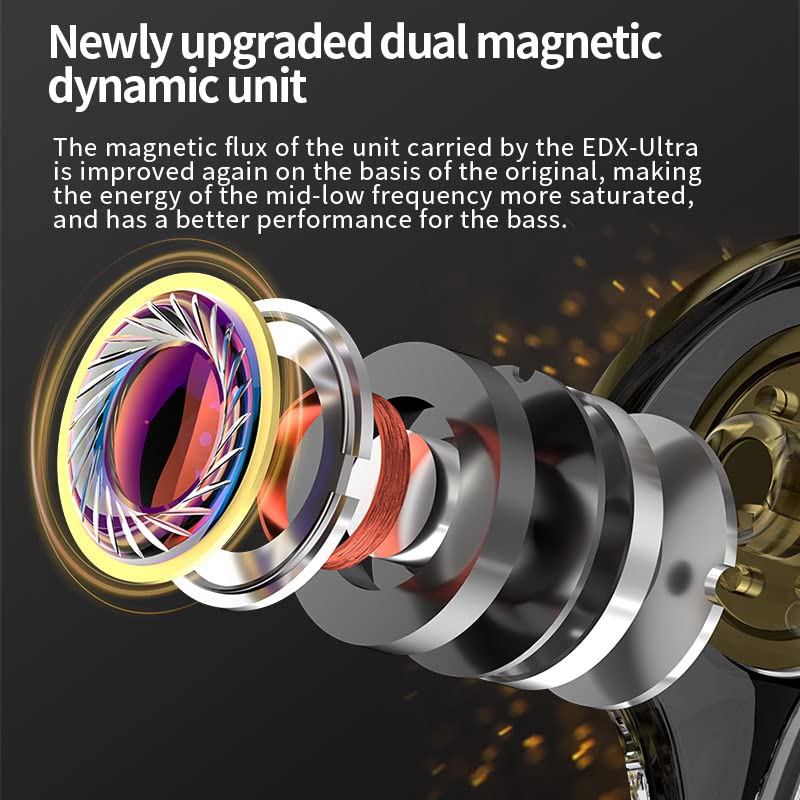 FAAEAL KZ EDX Ultra Earphone,Wired Earbuds with Dual Magnetic Dynamic Unit,HiFi Monitor Dynamic Headset,3.5mm in Ear Headphone for iPhone,iPad,iPad,Android Phones,MP3,Laptop,Computer (No Mic, Black)