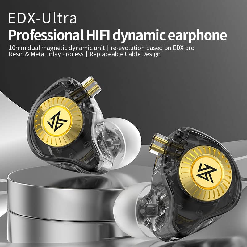 FAAEAL KZ EDX Ultra Earphone,Wired Earbuds with Dual Magnetic Dynamic Unit,HiFi Monitor Dynamic Headset,3.5mm in Ear Headphone for iPhone,iPad,iPad,Android Phones,MP3,Laptop,Computer (No Mic, Black)