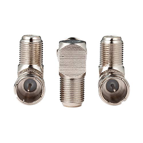 Ancable 3-Pack Right Angle F Type Adapters, F-Pin Quick Push On Male to Female 90 Degree Connector for Wall Mounted TV,Wall Plate, Cabinet, RV TV and Coax Coaxial Cable Connection