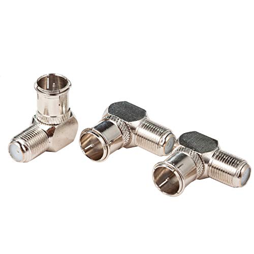 Ancable 3-Pack Right Angle F Type Adapters, F-Pin Quick Push On Male to Female 90 Degree Connector for Wall Mounted TV,Wall Plate, Cabinet, RV TV and Coax Coaxial Cable Connection