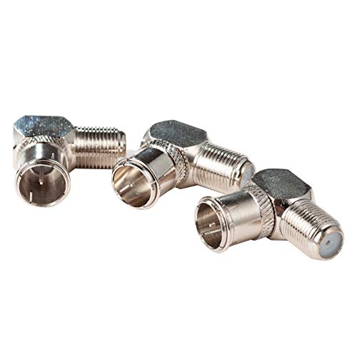 Ancable 3-Pack Right Angle F Type Adapters, F-Pin Quick Push On Male to Female 90 Degree Connector for Wall Mounted TV,Wall Plate, Cabinet, RV TV and Coax Coaxial Cable Connection