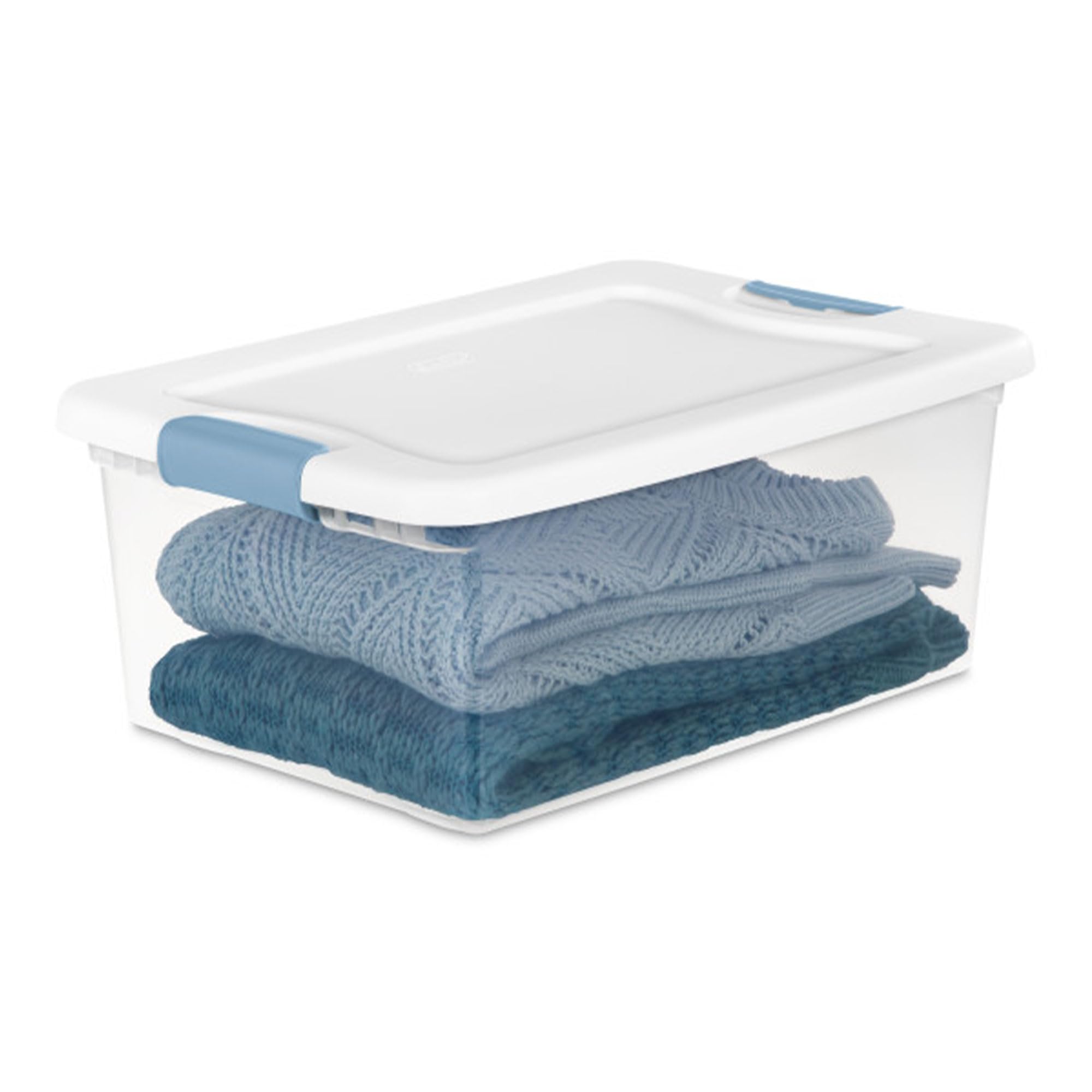 Sterilite 15 Qt./14 L Latching Box Clears, Quart, White, 12 Piece