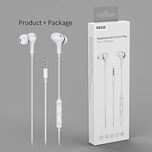 Wired Earbuds Noise Isolating in-Ear Headphones Sports Workout Magnetic Earphone w/Microphone Volume Control 3.5mm Plug for Android Samsung Galaxy Moto LG Blu iPhone Cell Phones Laptop Computer(White)