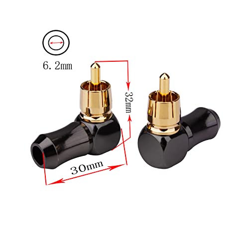 WJSTN-061 90 Degree Right Angle RCA Cable Male to Male Subwoofer Cable Digital Coaxial Audio Cable for Home Theater, Sound Bar, TV,and More, 2Pack (1FT)