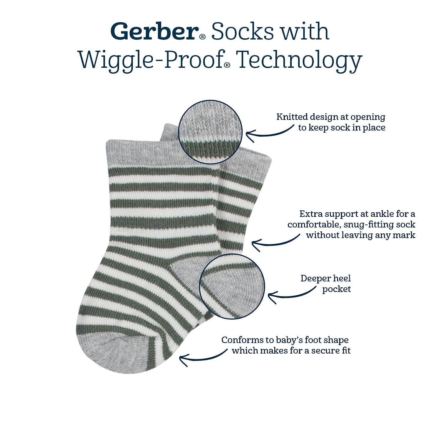 Gerber Kids' 8-Pack Wiggle-Proof Jersey Crew Socks, Light Pink, 0-6 Months