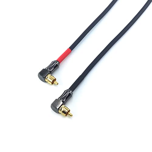 WJSTN-061 90 Degree Right Angle RCA Cable Male to Male Subwoofer Cable Digital Coaxial Audio Cable for Home Theater, Sound Bar, TV,and More, 2Pack (1FT)