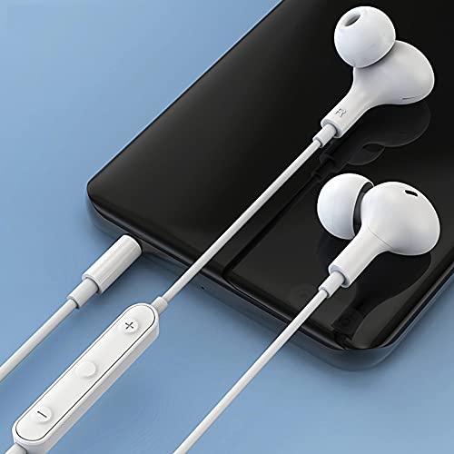 Wired Earbuds Noise Isolating in-Ear Headphones Sports Workout Magnetic Earphone w/Microphone Volume Control 3.5mm Plug for Android Samsung Galaxy Moto LG Blu iPhone Cell Phones Laptop Computer(White)