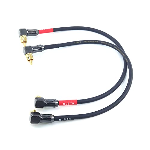 WJSTN-061 90 Degree Right Angle RCA Cable Male to Male Subwoofer Cable Digital Coaxial Audio Cable for Home Theater, Sound Bar, TV,and More, 2Pack (1FT)