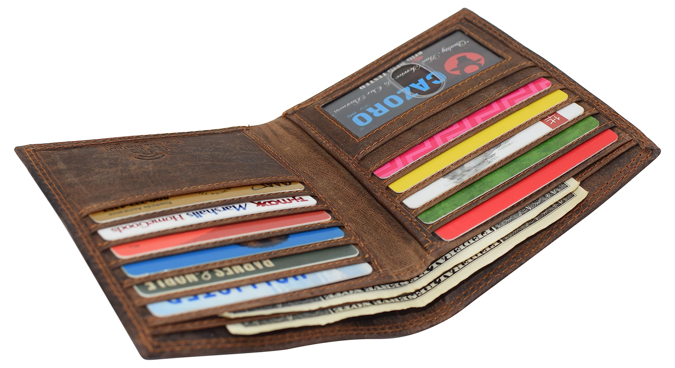 MARSHAL RFID Blocking Bifold Hipster Credit Card Wallet Premium Lambskin Leather (Vintage)