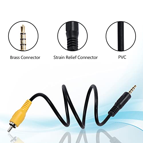 PNGKNYOCN 3.5 mm to RCA Video Cable 1/8 inch Male Plug to RCA Male Audio Adapter Cable for Car DVR,Carcorder,Surveillance Camera Equipment(1.5M)