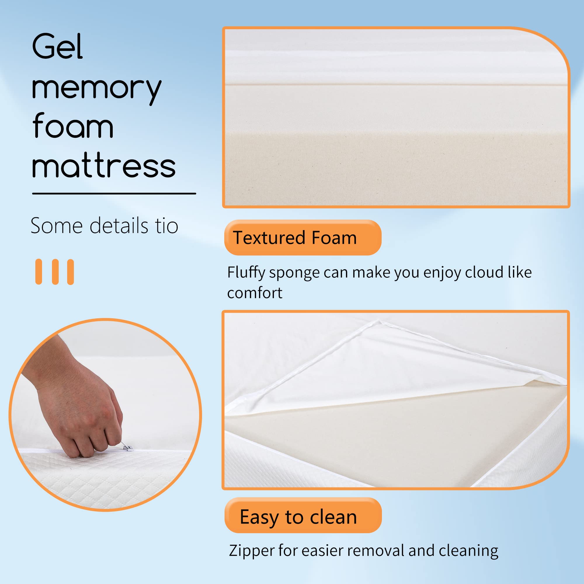 BestMassage 6 Inch Gel Memory Foam Twin Mattress Mattresses for Cool Sleep & Pressure Relief,Medium Firm Mattresses CertiPUR-US Certified/Bed-in-a-Box