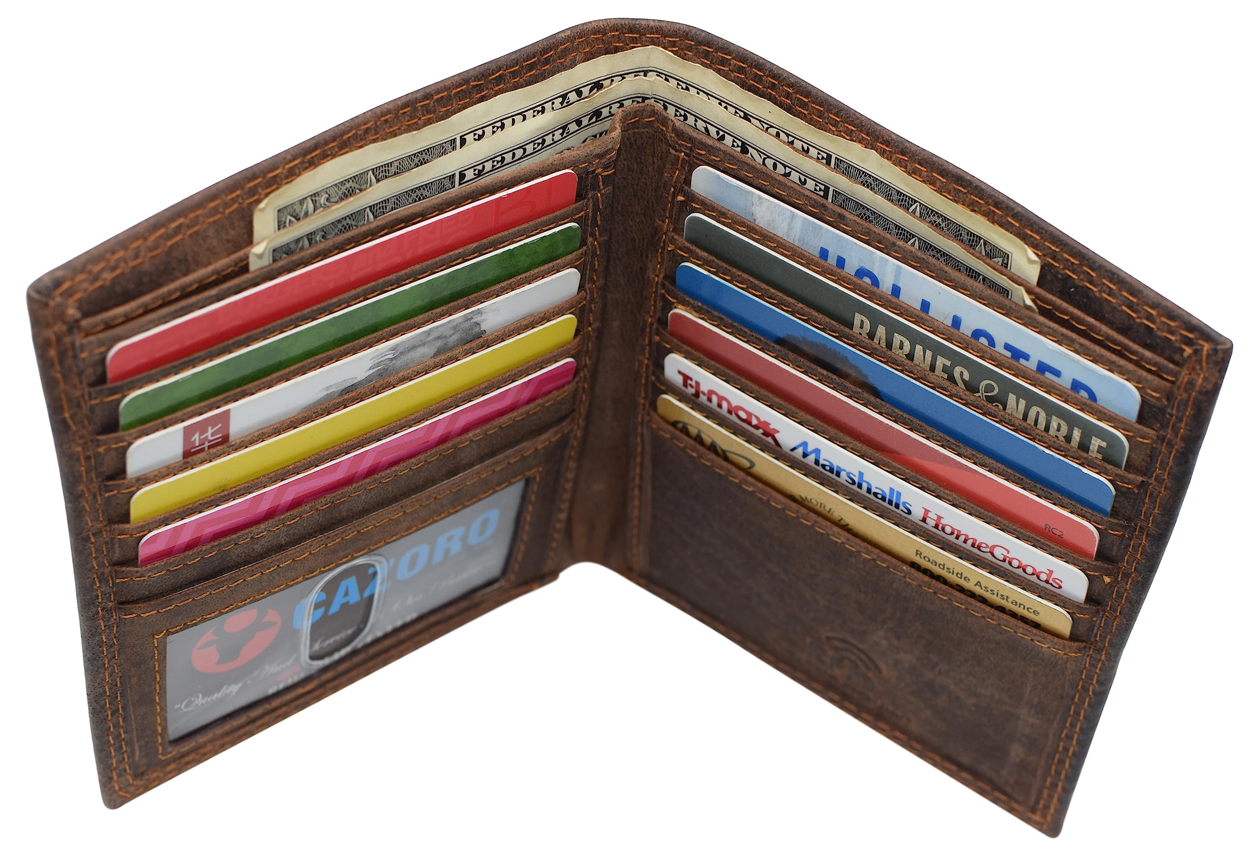 MARSHAL RFID Blocking Bifold Hipster Credit Card Wallet Premium Lambskin Leather (Vintage)